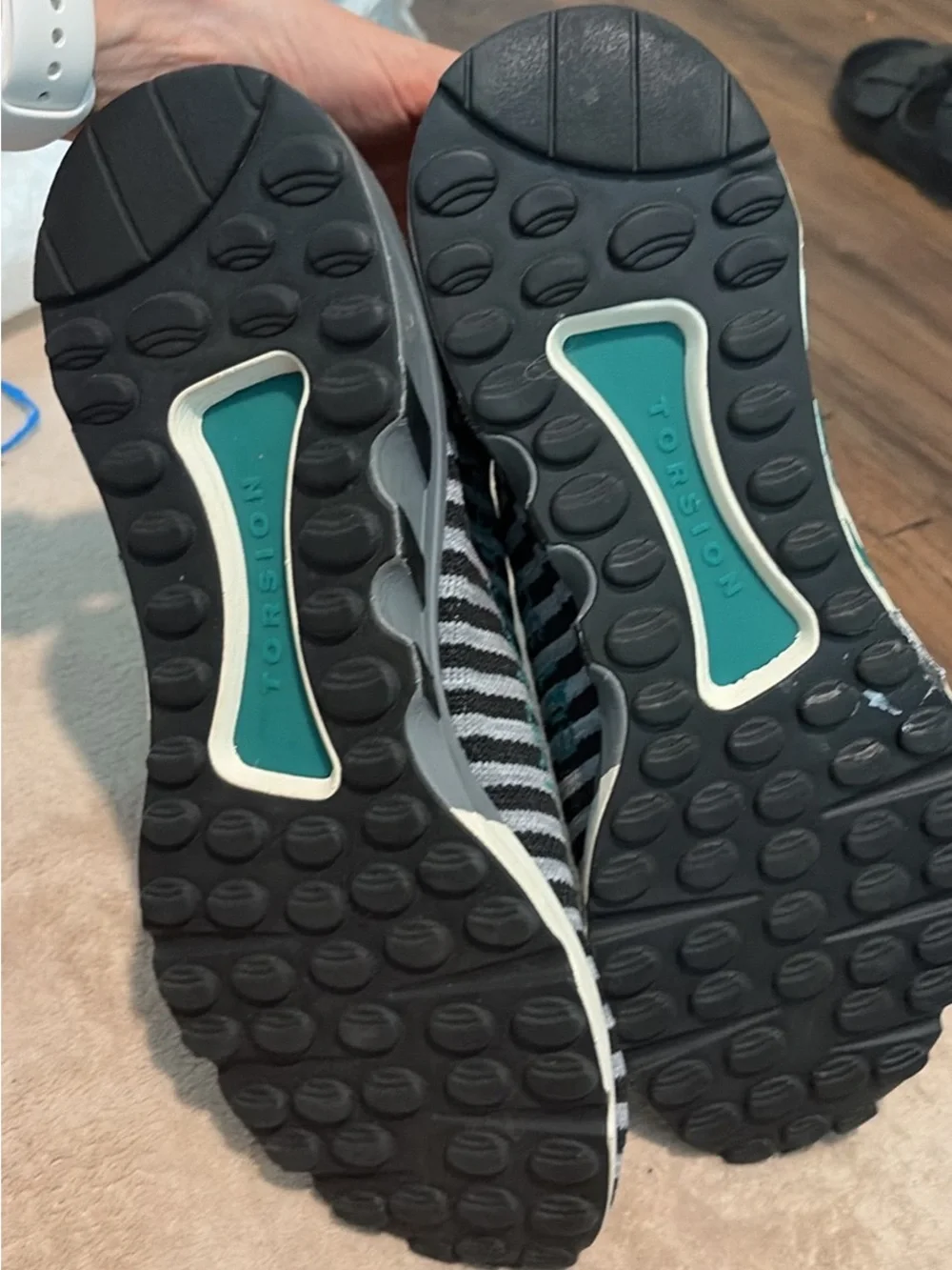 adidas | Shoes | Adidas Mens Slipon Knit Sneakers In Teal Black White ...
